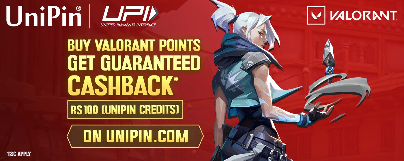 UniPin - Buy Valorant Points & Get Guaranteed Cashback (Rs. 100 UniPin Credits)